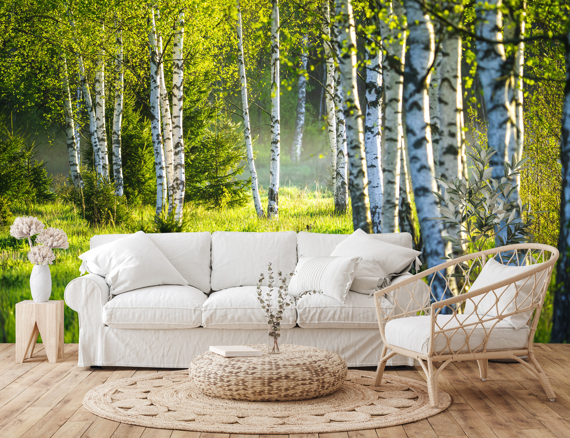 Muralo Vlies Selbstklebende Fototapete BIRKEN Bäume Wald Natur ...